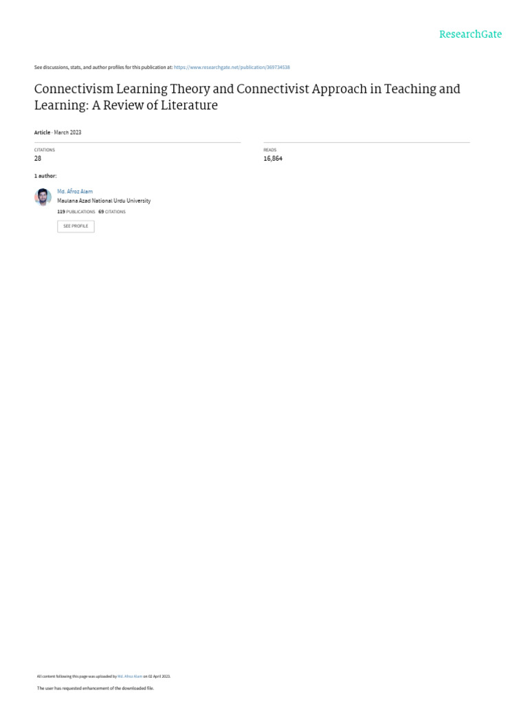 Connectivism Learning Theory and Connectivist Approach in Teaching and Learning A Review of ...