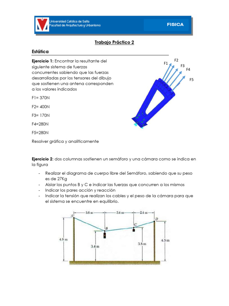 Tp2 Estatica Fisica 2024 | PDF | Viga (Estructura) | Mecanica clasica