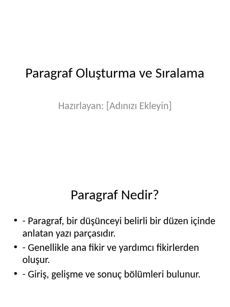 Paragraf Olusturma Ve Siralama-1 | PDF