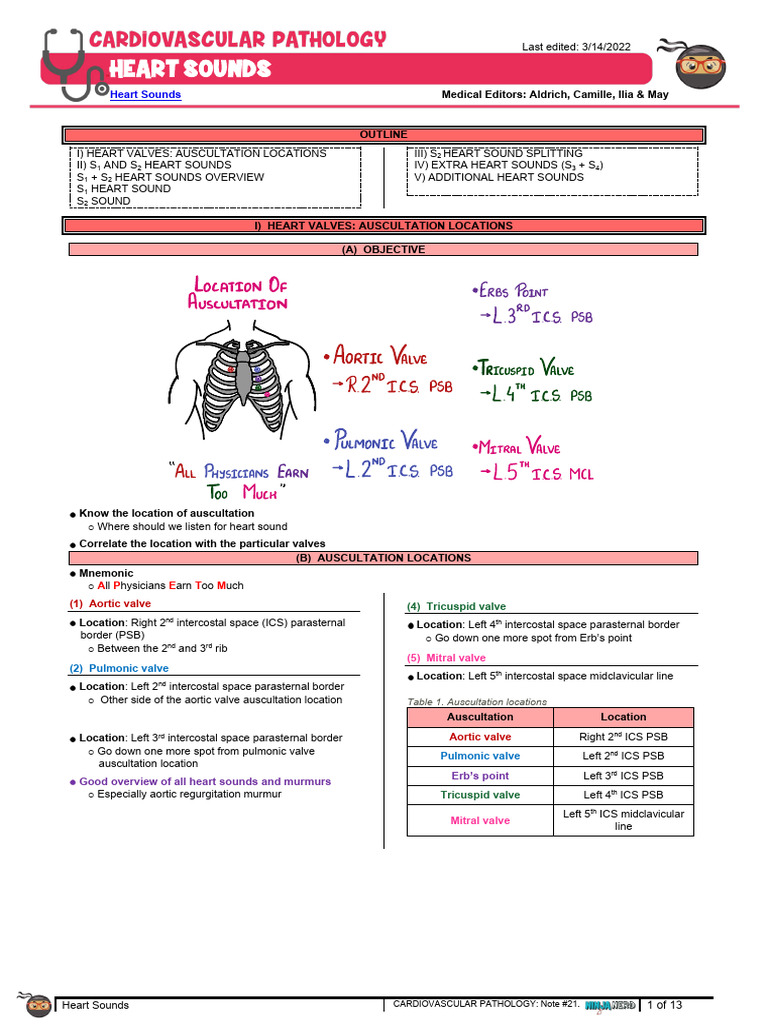 Understanding Heart Sounds and Auscultation | PDF | Heart Valve | Diastole