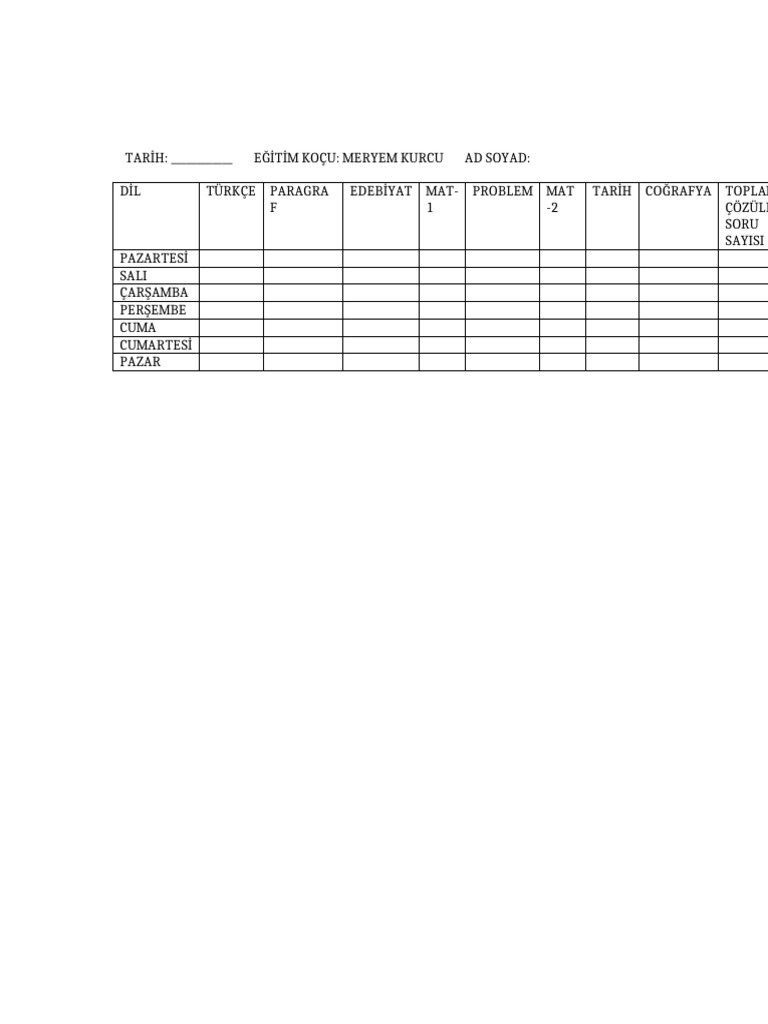 Ders Programi Bos-1 | PDF