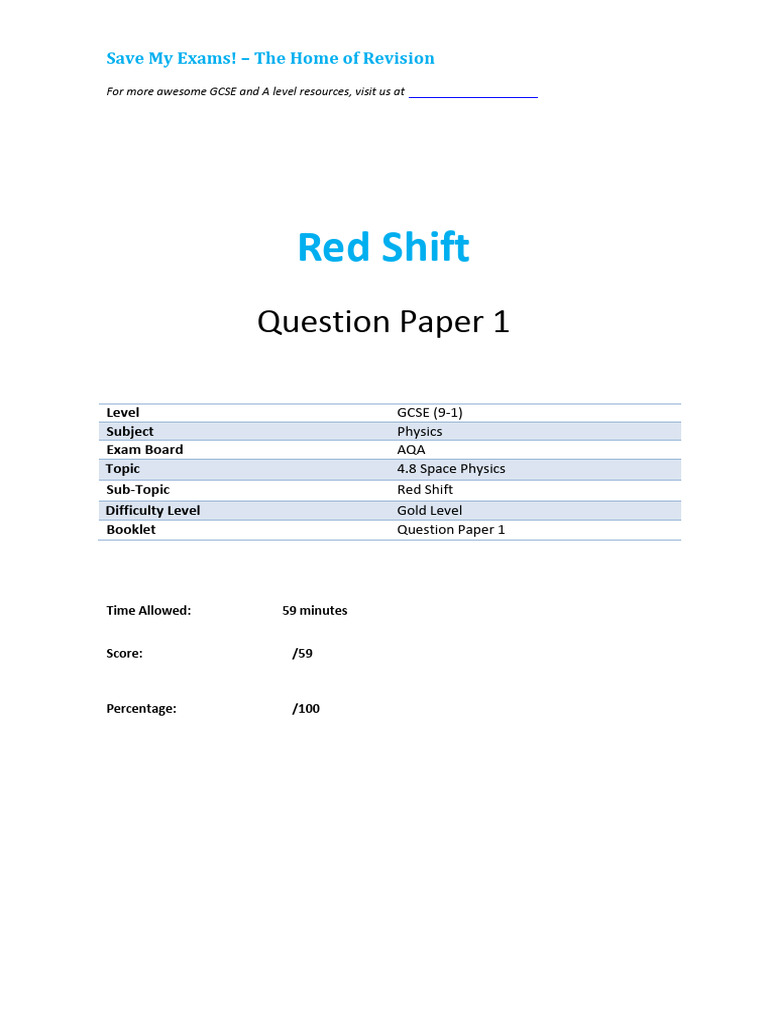 High Demand Red Shift qp1 | PDF | Redshift | Universe