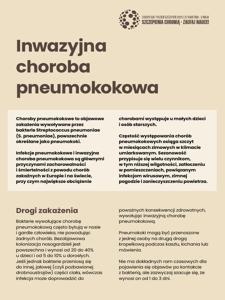 Inwazyjna Choroba Pneumokokowa | PDF