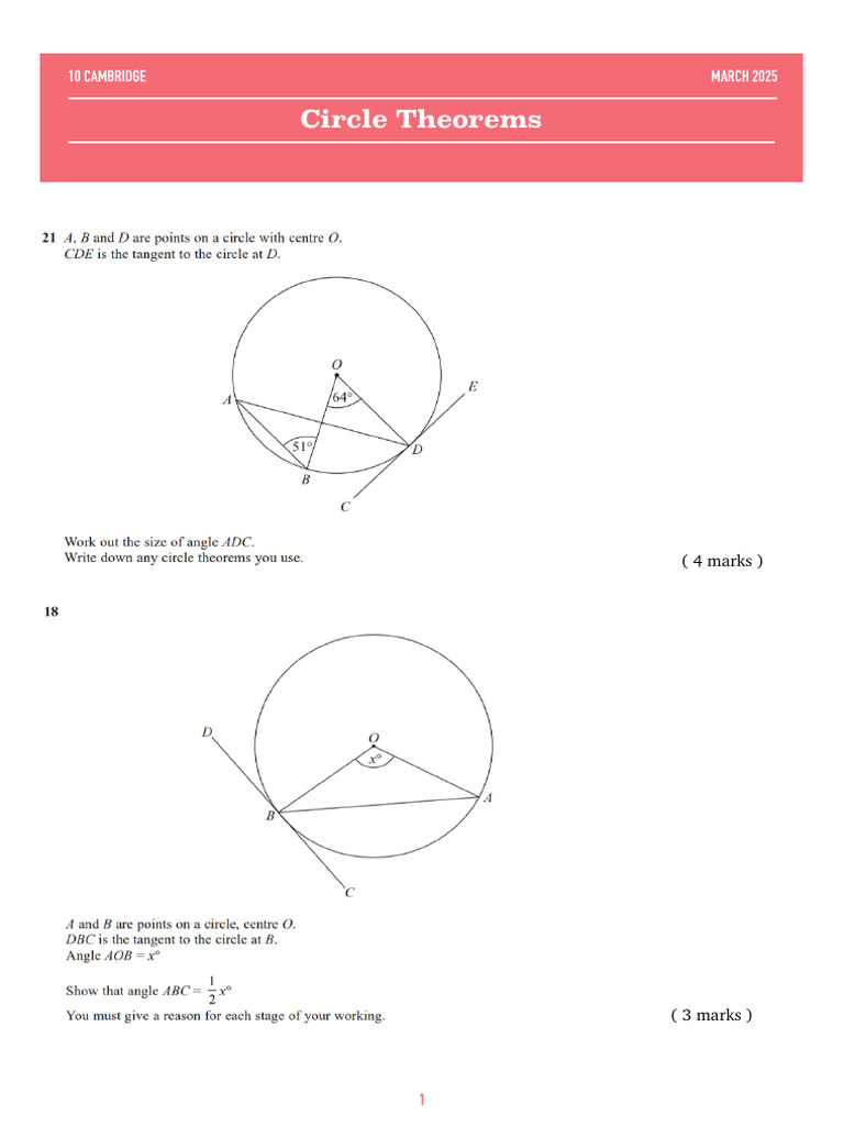 10C - 2025 - Circle Theorems | PDF