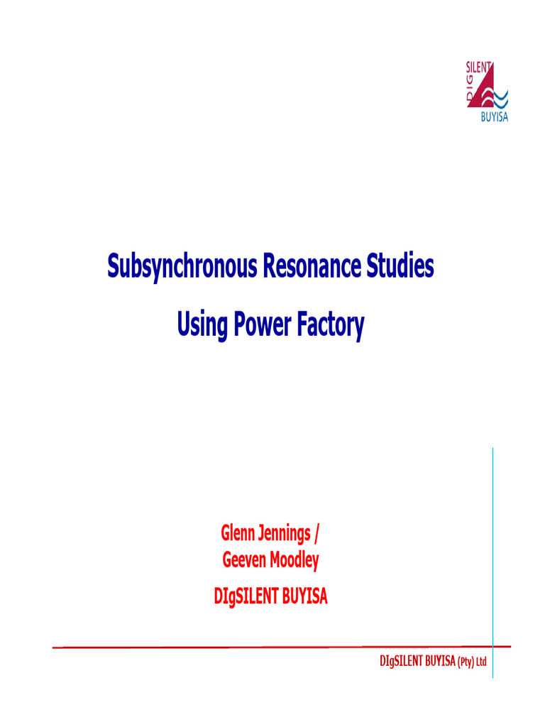 Subsynchronous Resonance Studies Using Power Factory | PDF | Electric Generator | Electronic ...