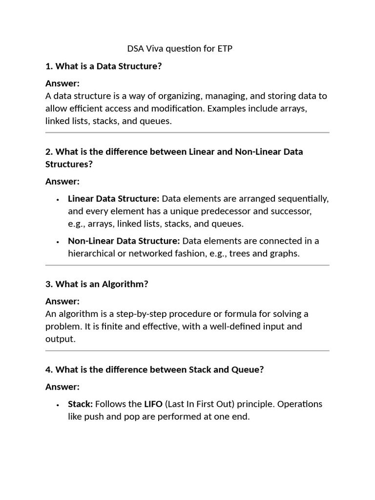 DSA Viva Question For ETP | PDF | Queue (Abstract Data Type) | Combinatorics