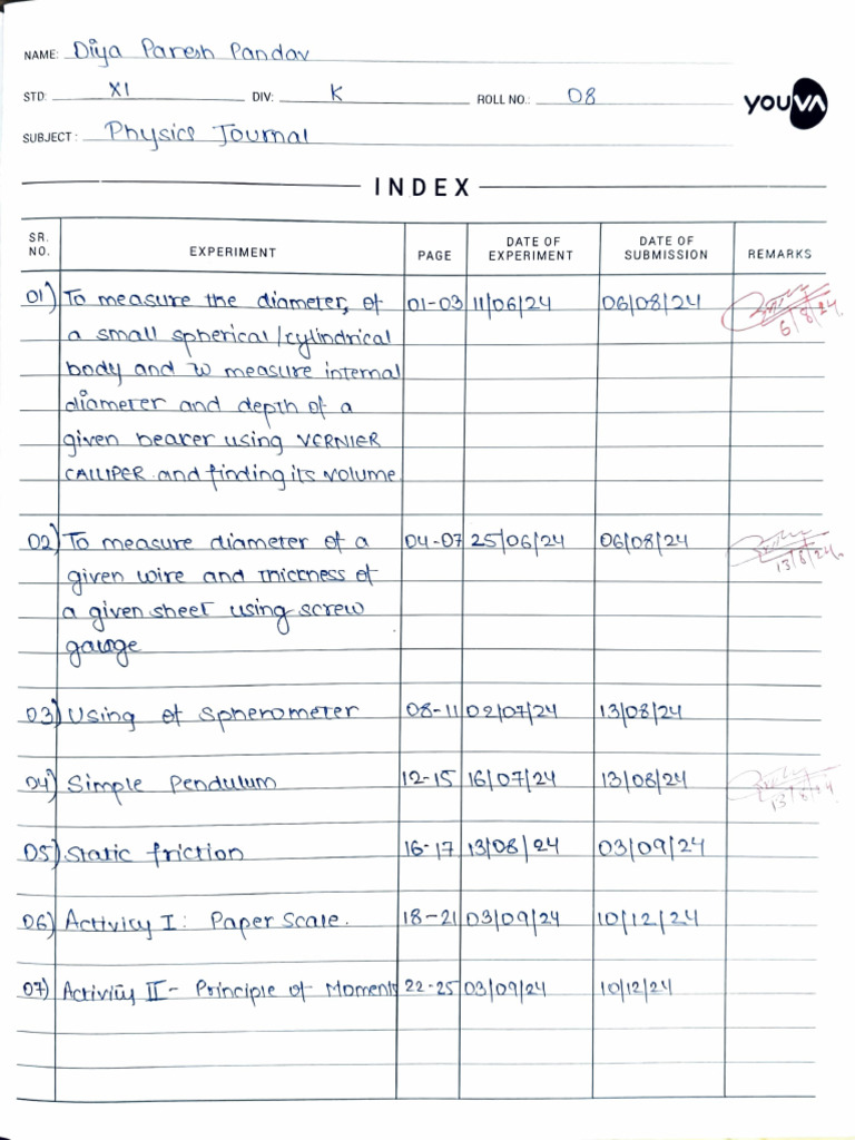 Phy Journal Cbse 11th | PDF