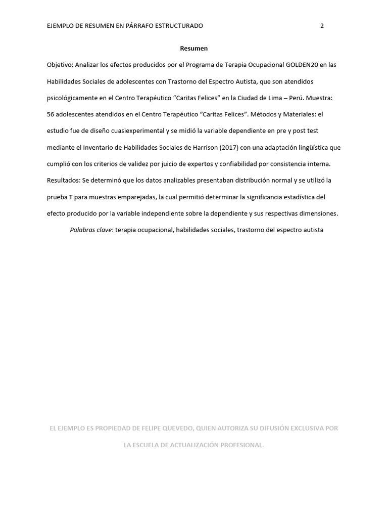 Ejemplo Resumen - Párrafo Estructurado | PDF