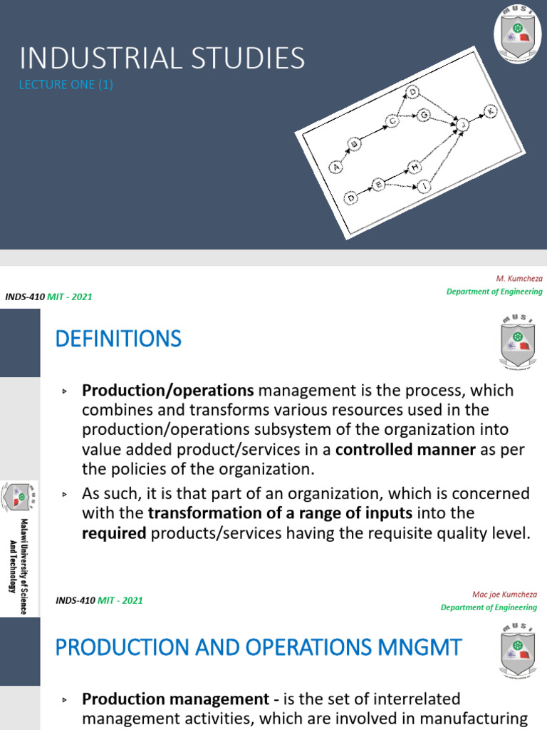 Industrial Studies - Lecture 1 | PDF | System | Operations Management