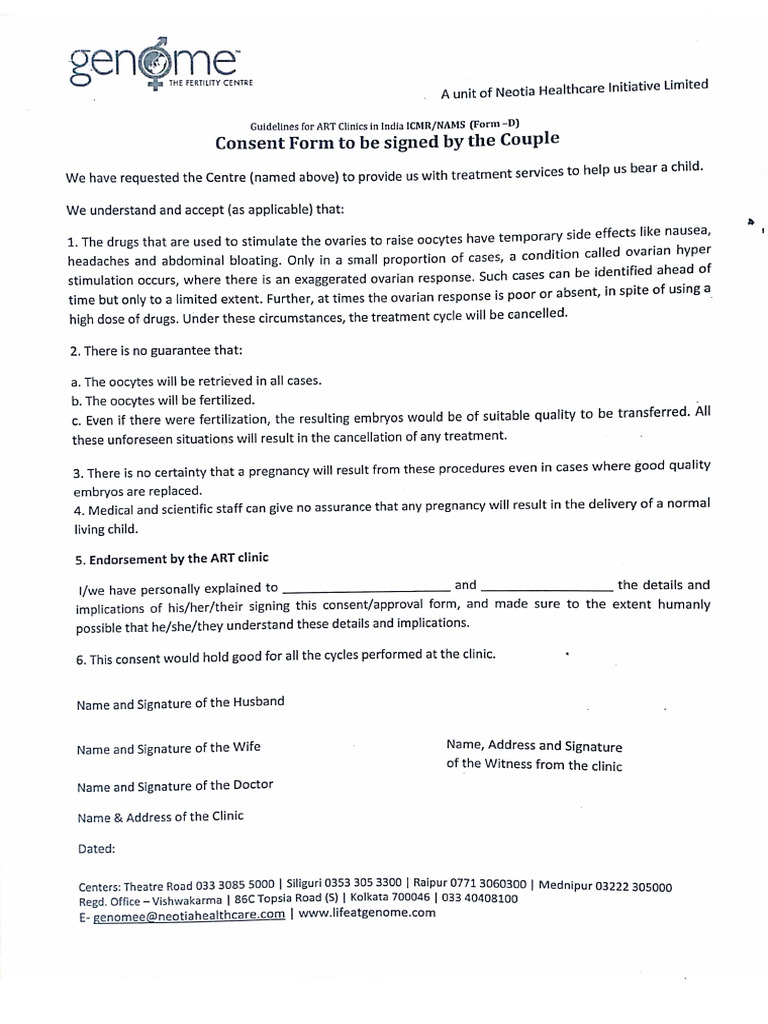 Consent Form Signed by The Couple | PDF