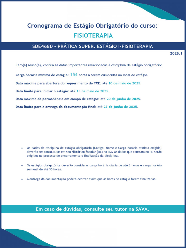 Cronograma_de_est_gio_em_FISIOTERAPIA_SDE4680 (2) | PDF