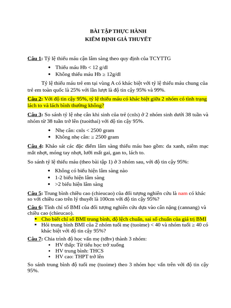 BTTH - Kiem Dinh Gia Thuyet | PDF