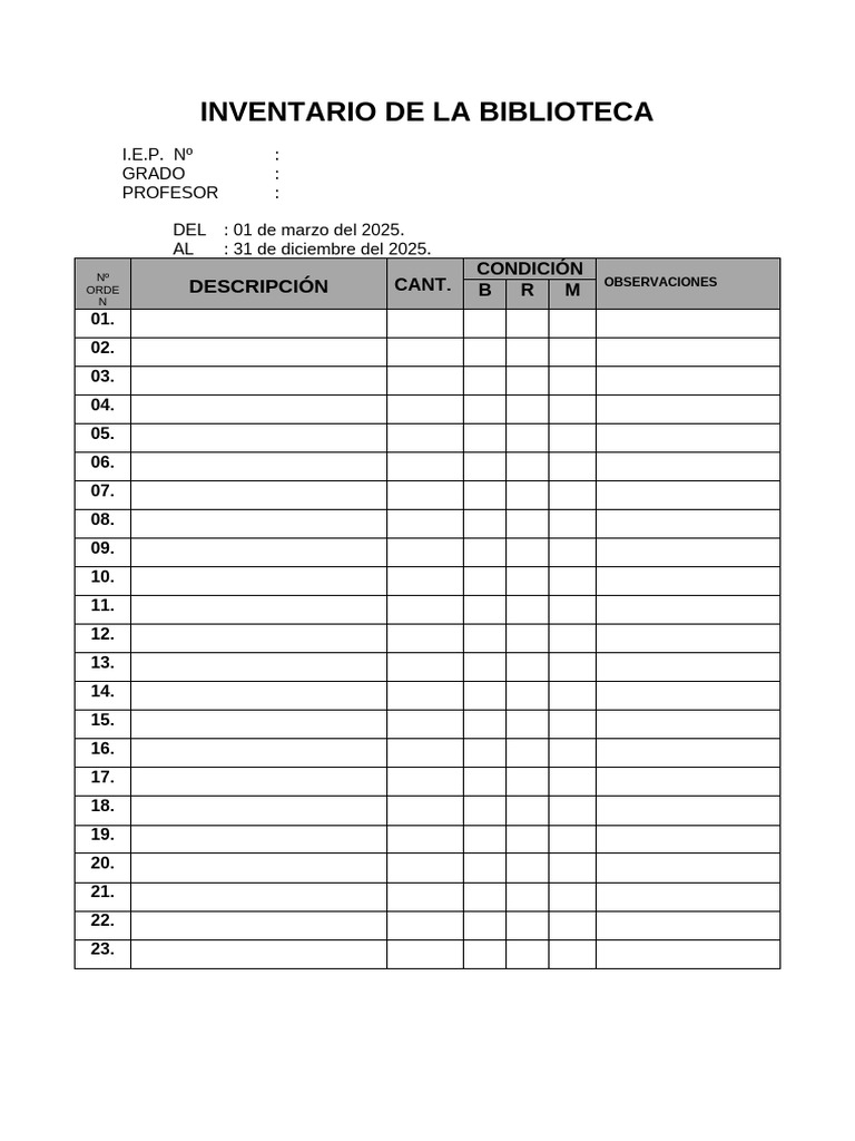 Inventario de La Biblioteca | PDF