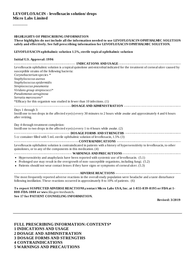 Levofloxacin Ophthalmic Solution 1.5% | PDF | Medical Specialties ...
