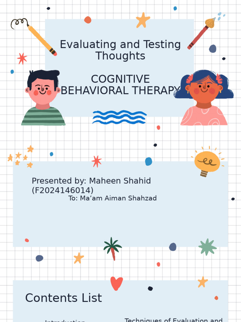 Techniques for Evaluating Thoughts in CBT | PDF | Thought | Cognitive ...