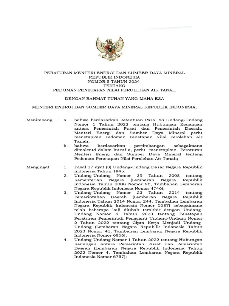 Permen Esdm No 5 Tahun 2024 | PDF