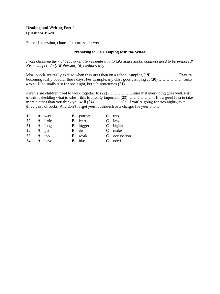 K - Reading PART 4 - Gapped Text VI | PDF