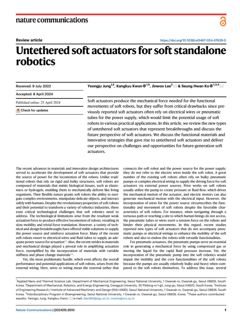 Untethered Soft Actuators For Soft Standalone Robotics: Review Article ...