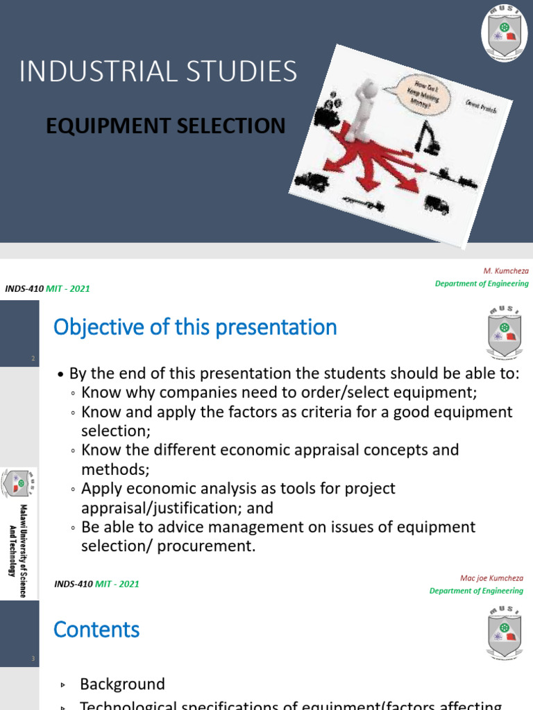 Equipment Selection in Industrial Studies | PDF | Net Present Value ...