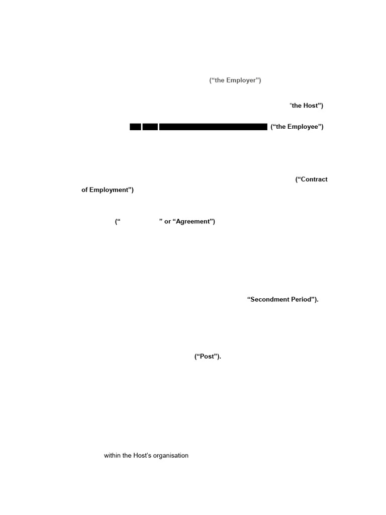 Secondment Agreement for Employee Roles | PDF | Indemnity | Legal Liability