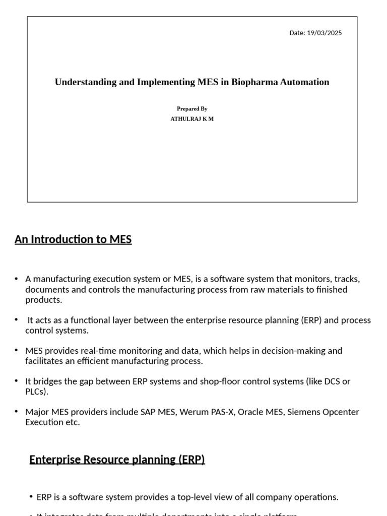 MES in Biopharma Automation | PDF | Verification And Validation ...