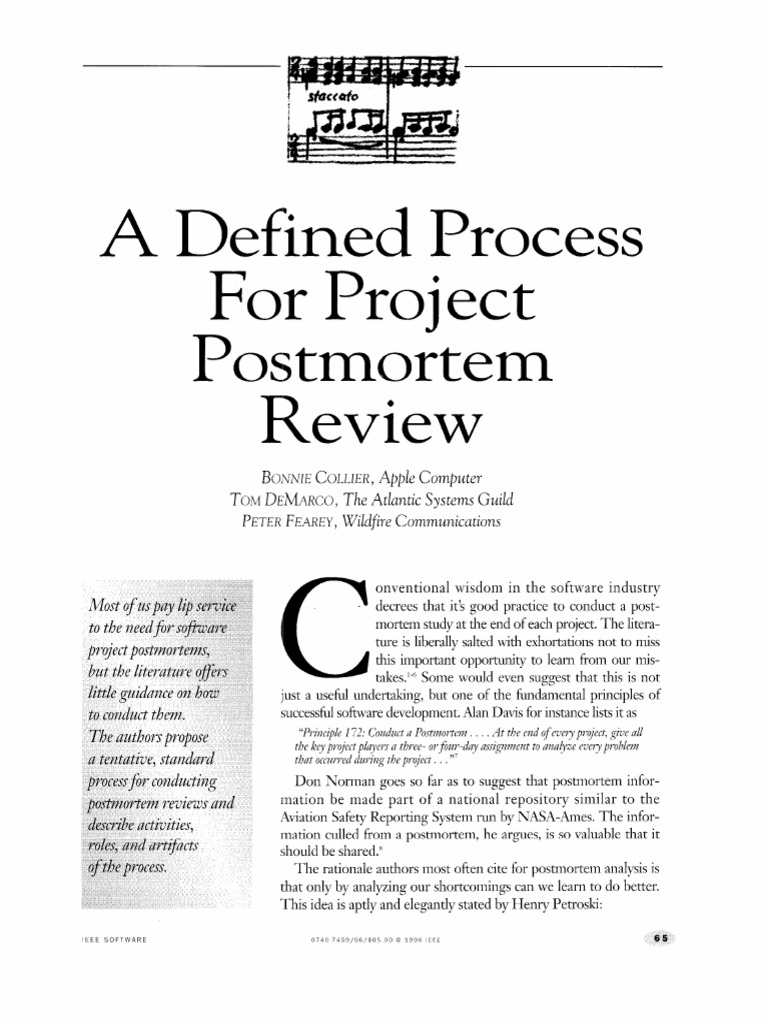 A Defined Process for Project Postmortem Review | PDF | Information