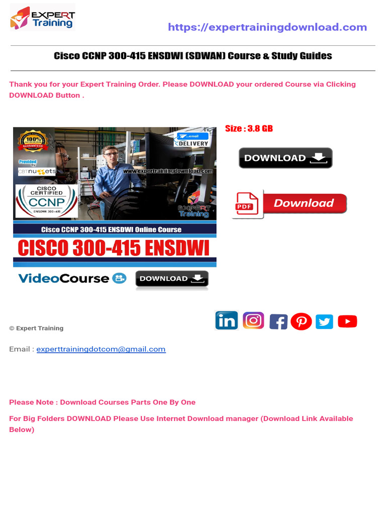 Cisco CCNP 300-415 Ensdwi (Sdwan) Course & Study Guides | PDF