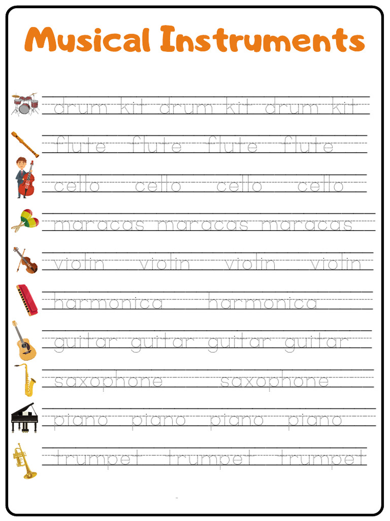 Musical Instruments tracing letter 2 (2) (1) | PDF