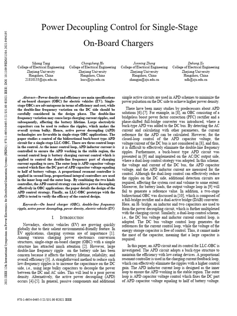 Active Power Decoupling in OBCs | PDF | Capacitor | Direct Current
