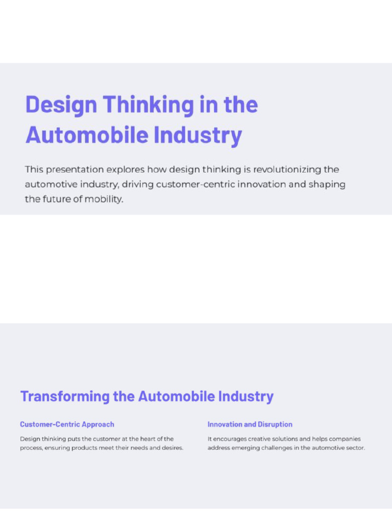 Design Thinking in Automobile Industry | PDF