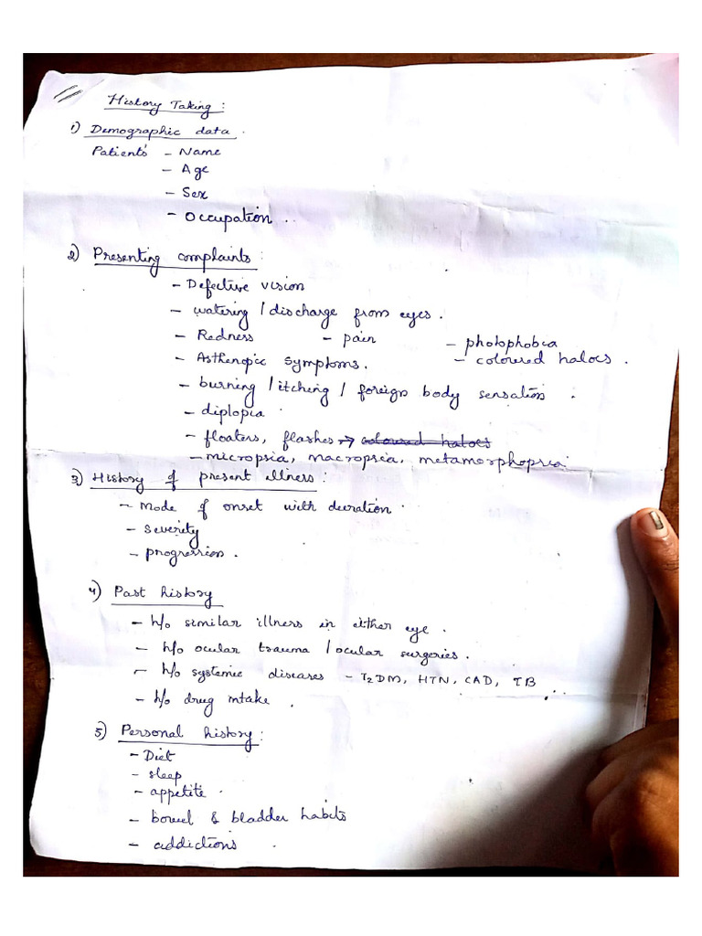 opthal history and examination | PDF