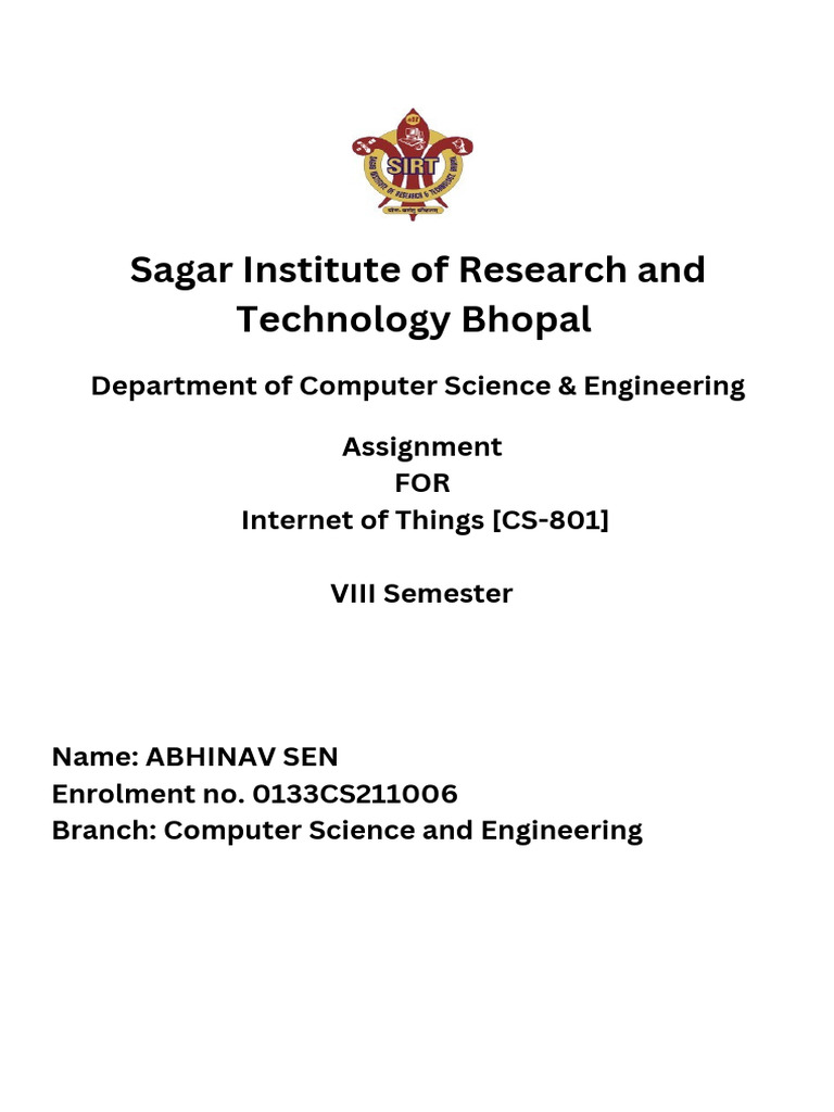 Assignment Internet of Things | PDF