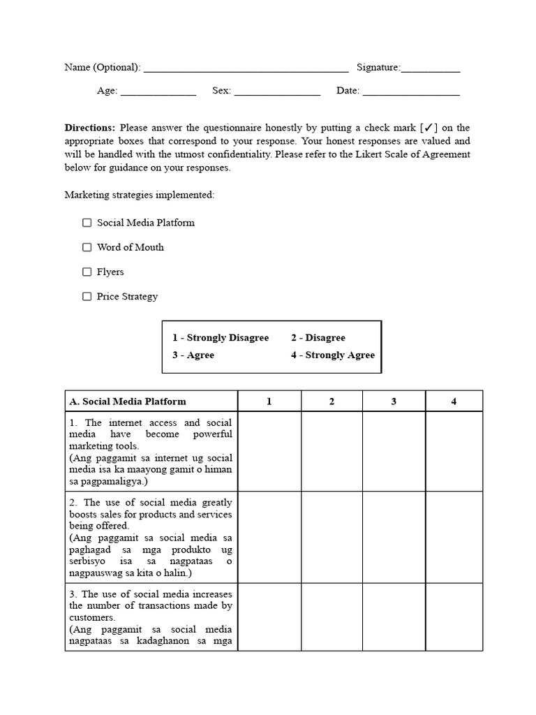 Final Survey Questionnaire | PDF