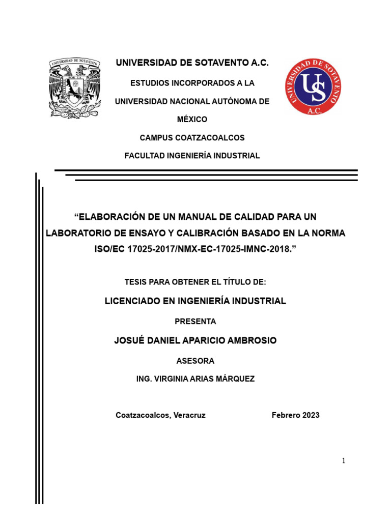 Thesis example ISO 17025 | PDF | Calidad (comercial) | Lean Manufacturing