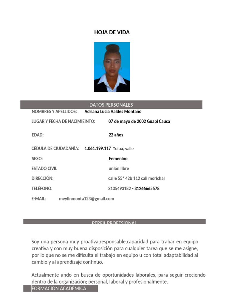 Hoja de Vida Lucia Valdés ?? - ? | PDF | Farmacia | Cuidado de la salud