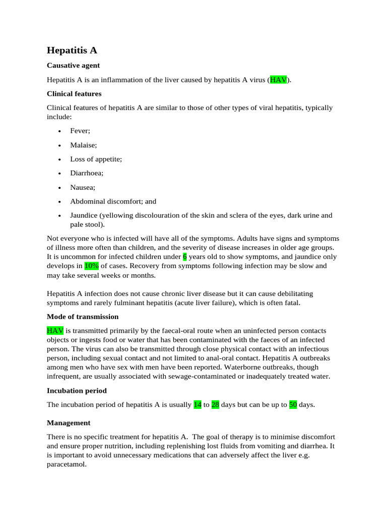 Hepatitis A - Eng - Highlighted | PDF | Hepatitis | Hand Washing