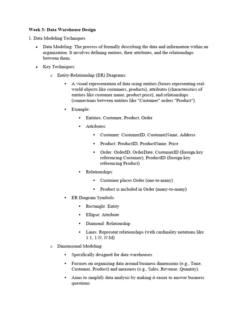 Week 3 -Data Warehouse Design | PDF | Conceptual Model | Data Model