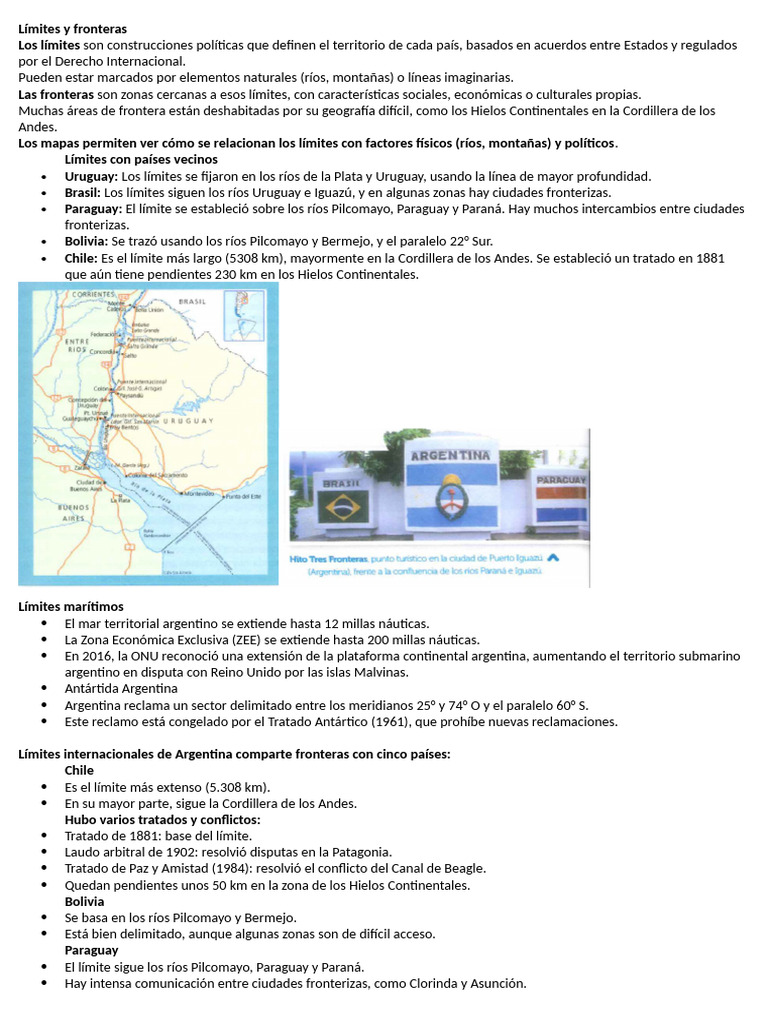 Límites y Fronteras de Argentina | PDF | Argentina | Paraguay