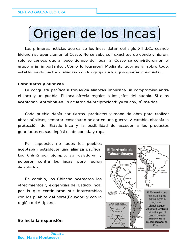 Ficha Origen de Los Incas | PDF | Imperio Inca | Andes