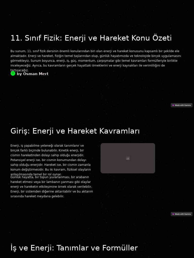 11-Sinif-Fizik-Enerji-ve-Hareket-Konu-Ozeti | PDF