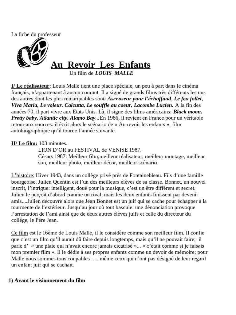 Analyse du film "Au revoir les enfants" | PDF