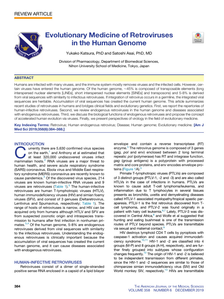 Evolutionary Medicine of Retroviruses in The Human | PDF | Retrovirus | Hiv