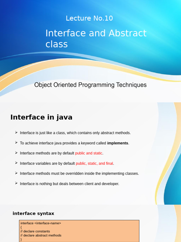 Java Interfaces and Abstract Classes Guide | PDF | Class (Computer Programming) | Method ...