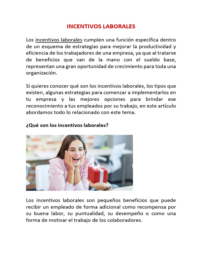 Incentivos Laborales - v1 | PDF | Business | Motivación