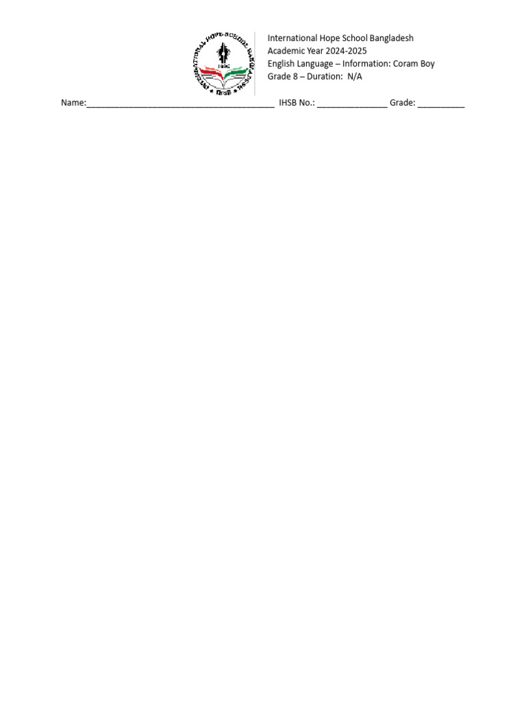 Coram Boy: Character Analysis and Themes | PDF | Gender Role | Love