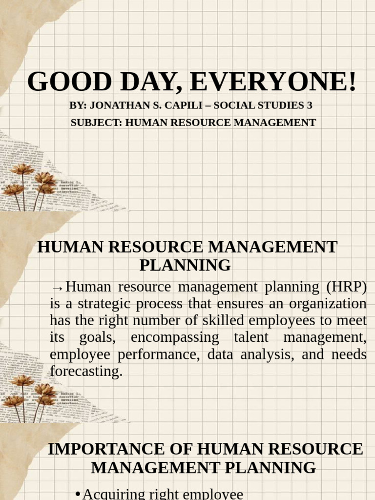 Importance of HRM Planning | PDF | Human Resource Management | Employment
