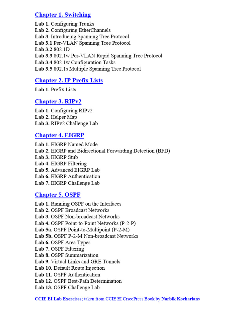 CCIE EI Lab Exercises by Narbik Kocharians | PDF | Network Architecture | Network Layer Protocols