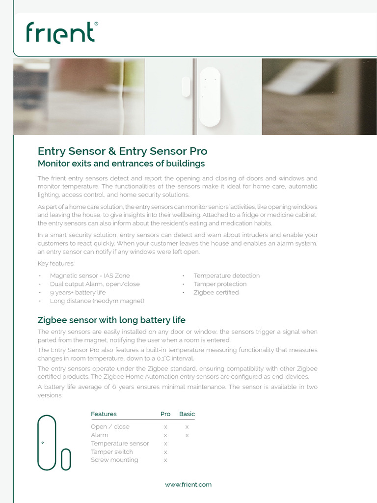 Frient Entry Sensor Entry Sensor Pro Datasheet v1.0 (2) (1) | PDF | Sensor | Access Control