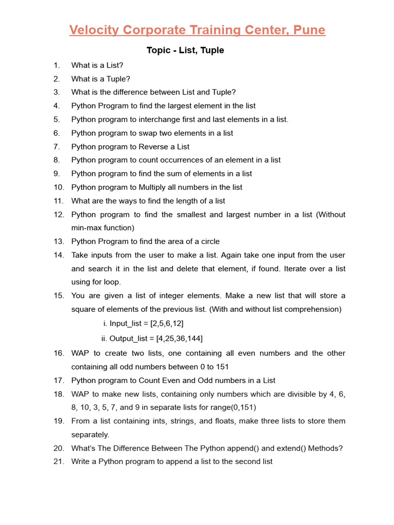 Assignment 02 (List, Tuple) | PDF | Software Engineering | Computer Programming