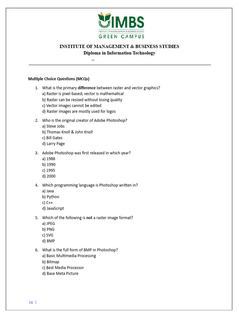 Graphic & Multimedia - Competency Evaluation Exam 01 84 Batch | PDF ...